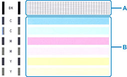 Canon : Inkjet 설명서 : G5000 series : 노즐 점검 패턴 검사하기